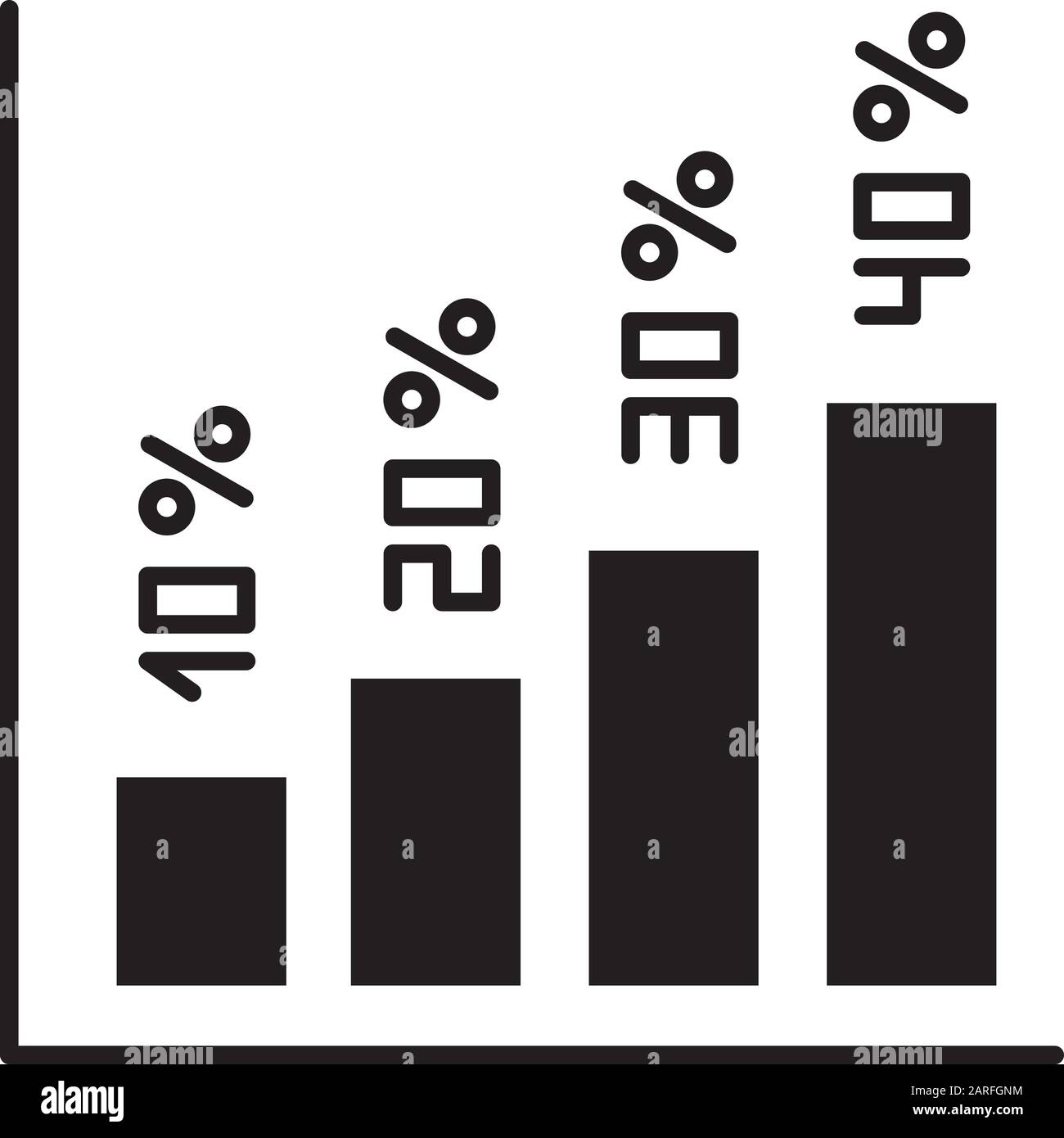 Vertical histogram glyph icon. Increasing interest rate segment bars ...