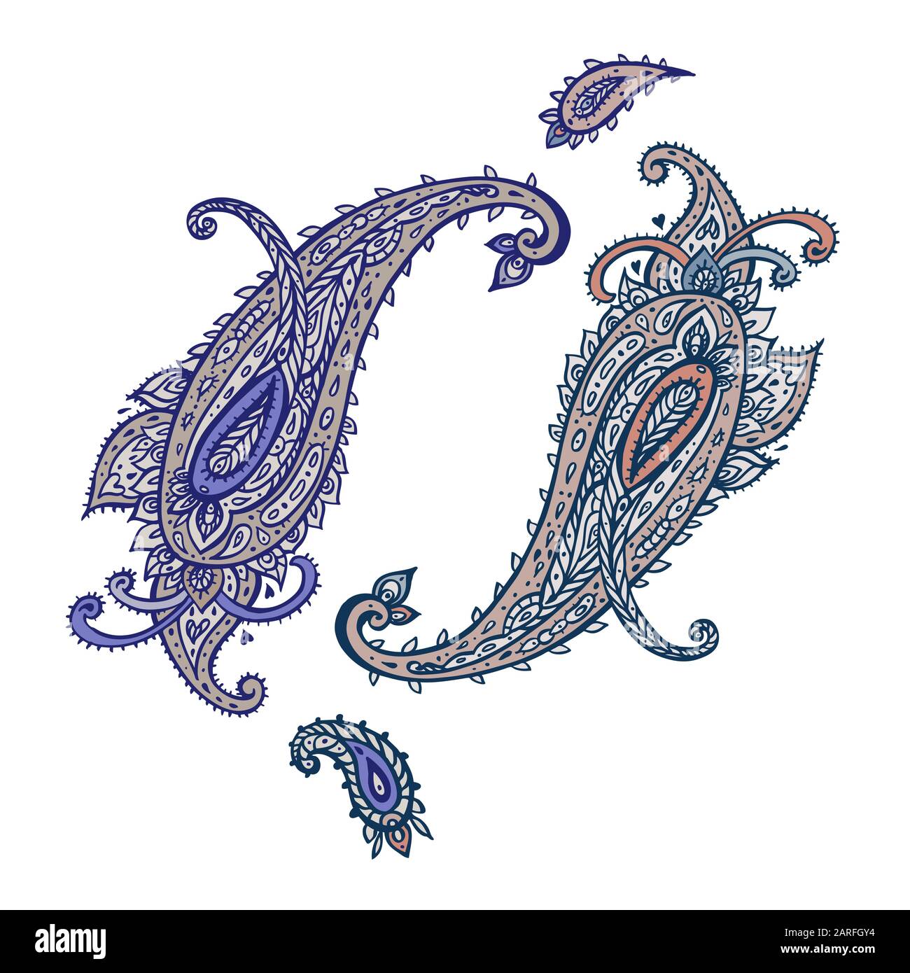 Paisley. Ethnic ornament. Vector illustration isolated. Hand Drawn old ...