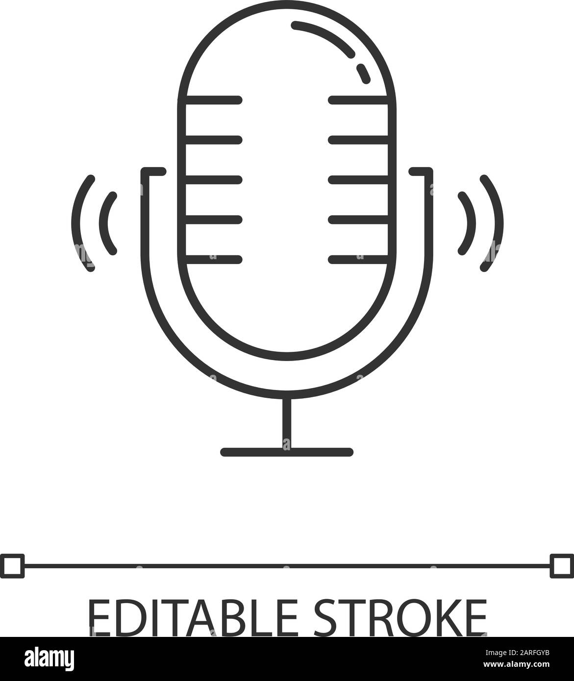 Dynamic microphone linear icon. Mike recording sound. Portable voice ...