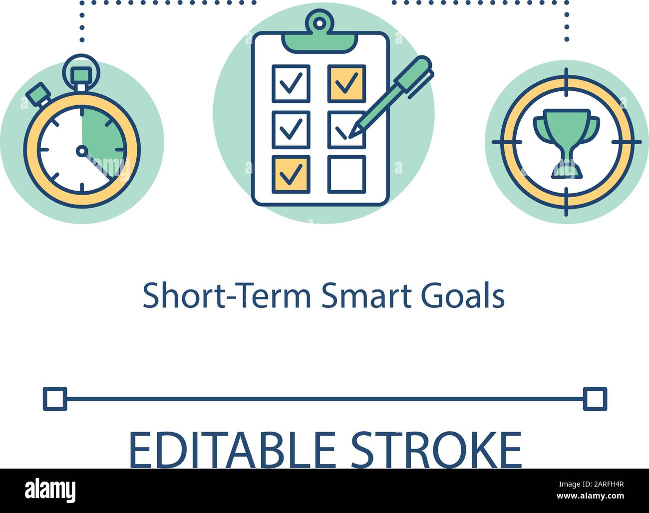 Short term smart goals concept icon. Daily accomplishments idea thin ...