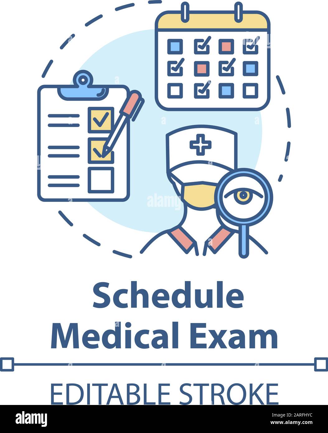 Schedule medical exam concept icon. Clinical checkup. Doctor visit ...