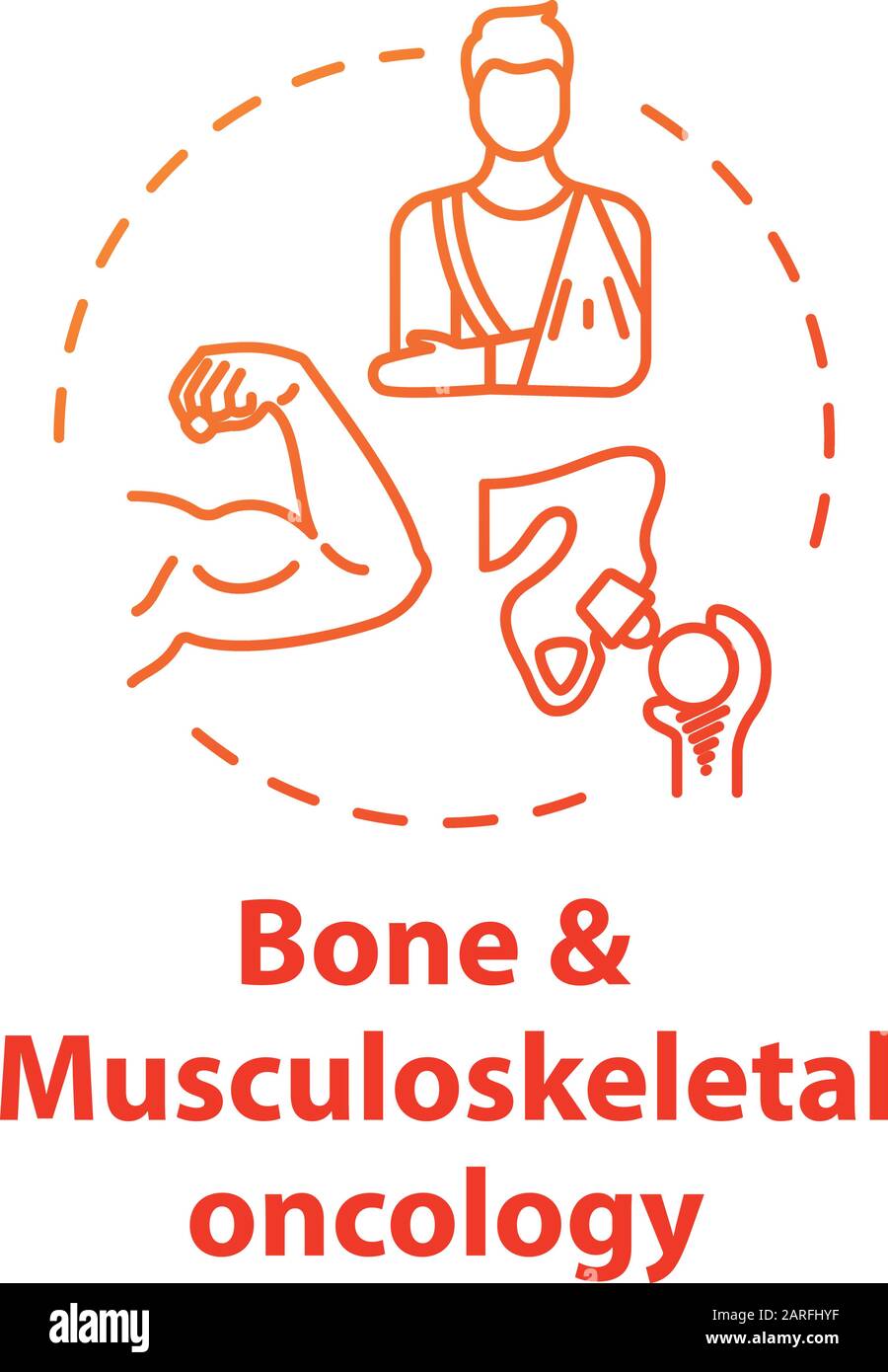 Bone and musculoskeletal oncology concept icon. Bone and muscle cancer ...