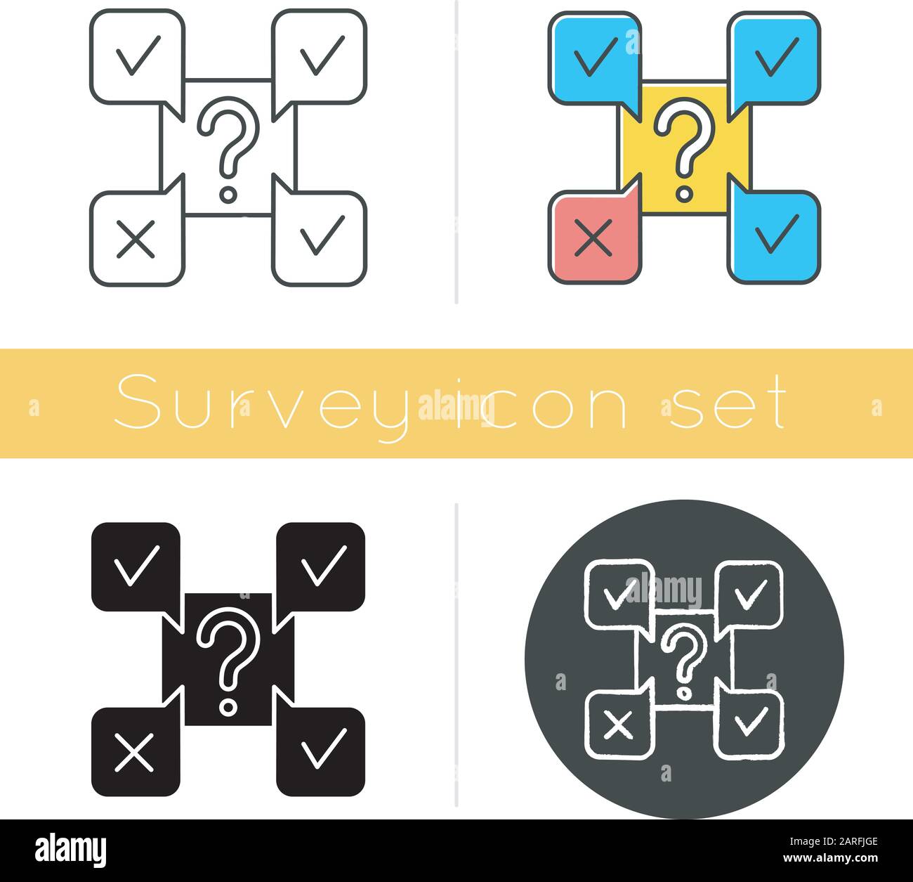 Online Survey Icon Questions And Answers Sign Correct And Wrong Checkmark Questionnaire Chat