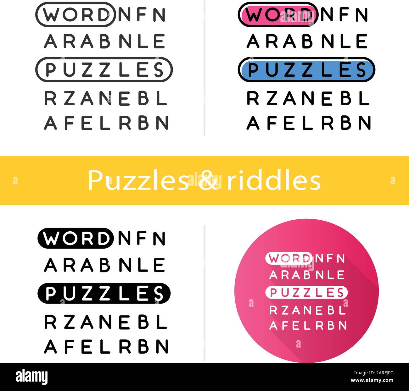 Word puzzle icon. Mental exercise. Hidden word search game grid ...