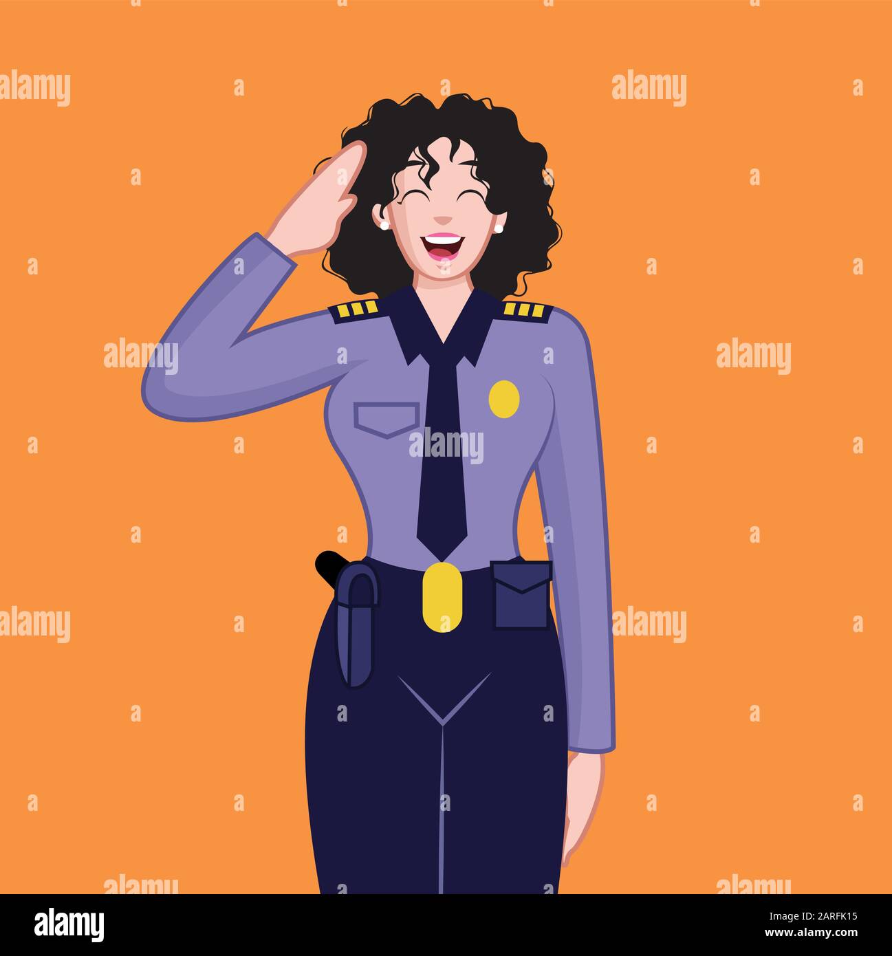 happy police woman with uniform, vector, illustration Stock Vector ...