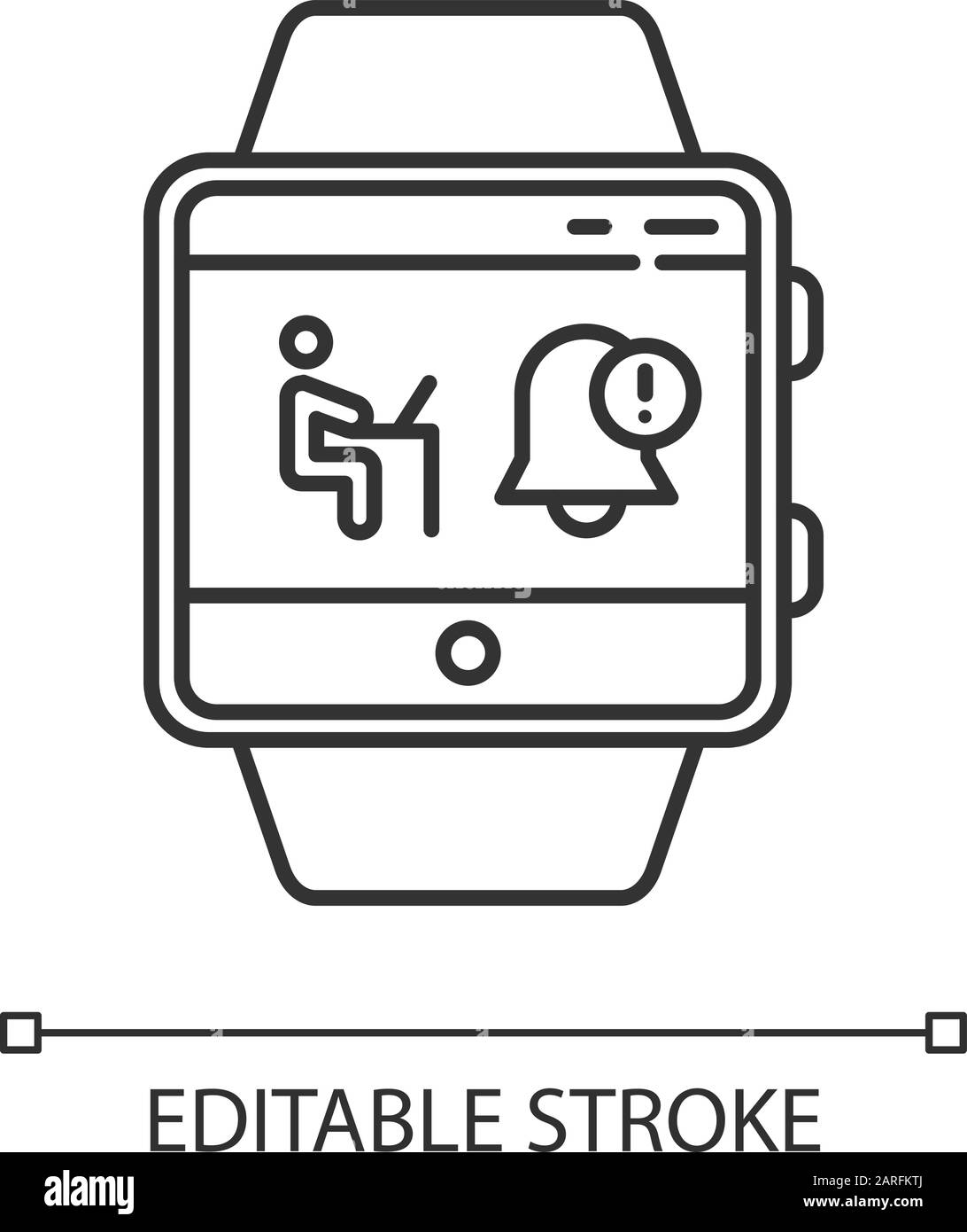 Notifications smartwatch function linear icon. Thin line illustration ...