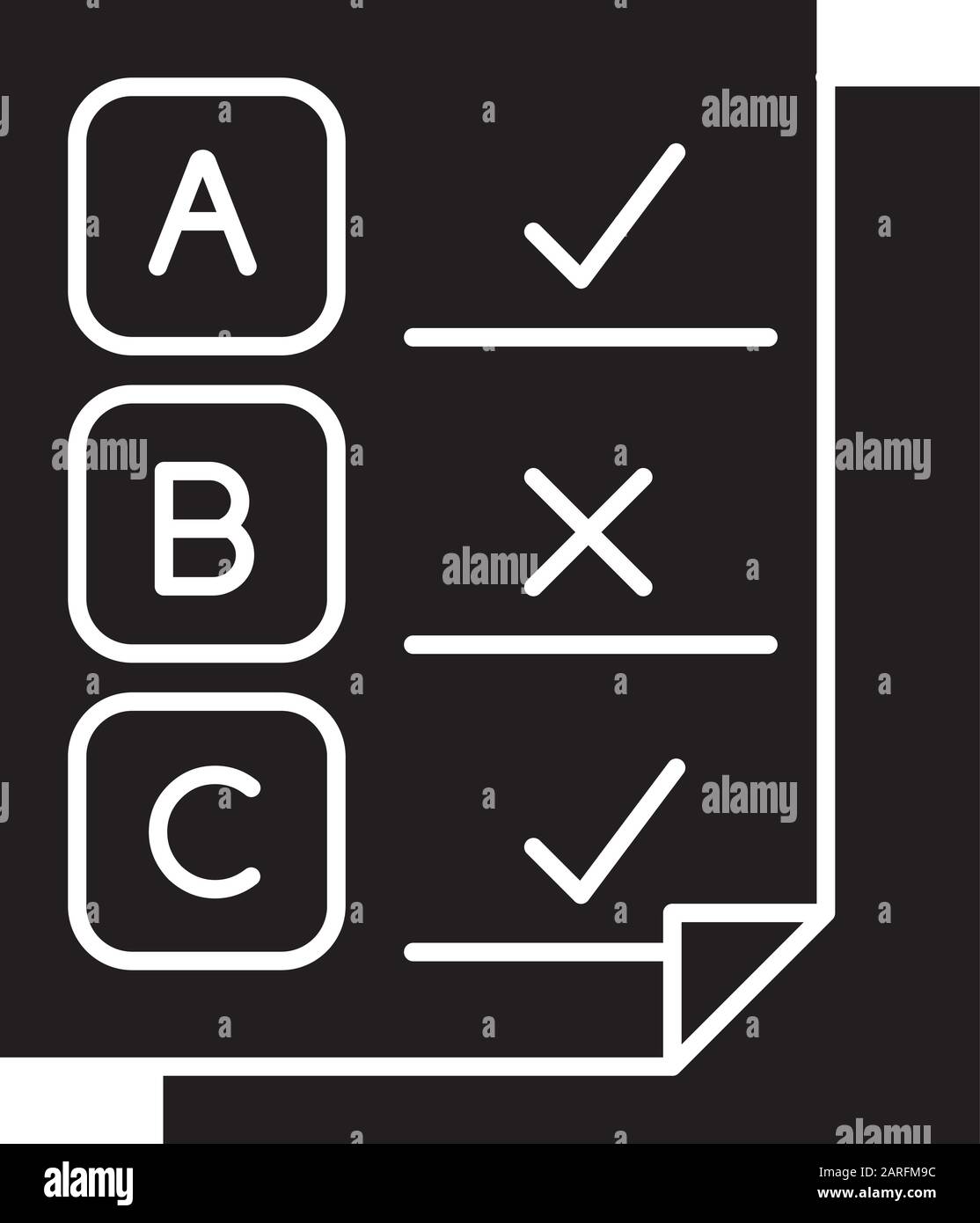 Written survey glyph icon. Exam papers. Test document. Questionnaire ...