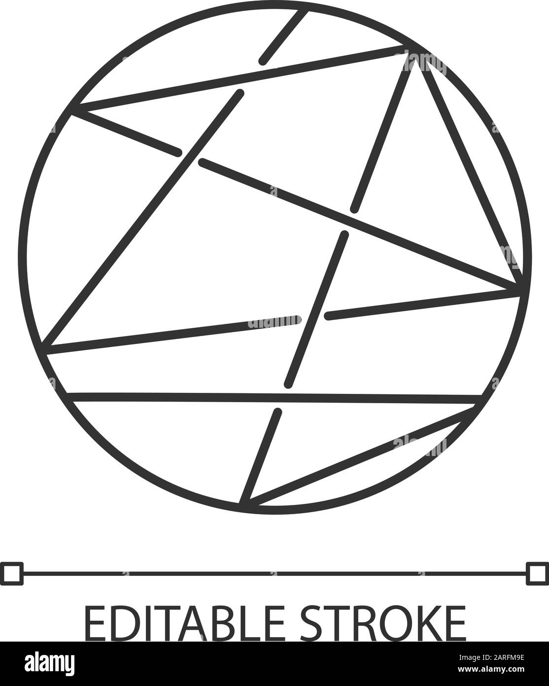 Round figure linear icon. Lines enclosed in sphere. Geometric figure ...