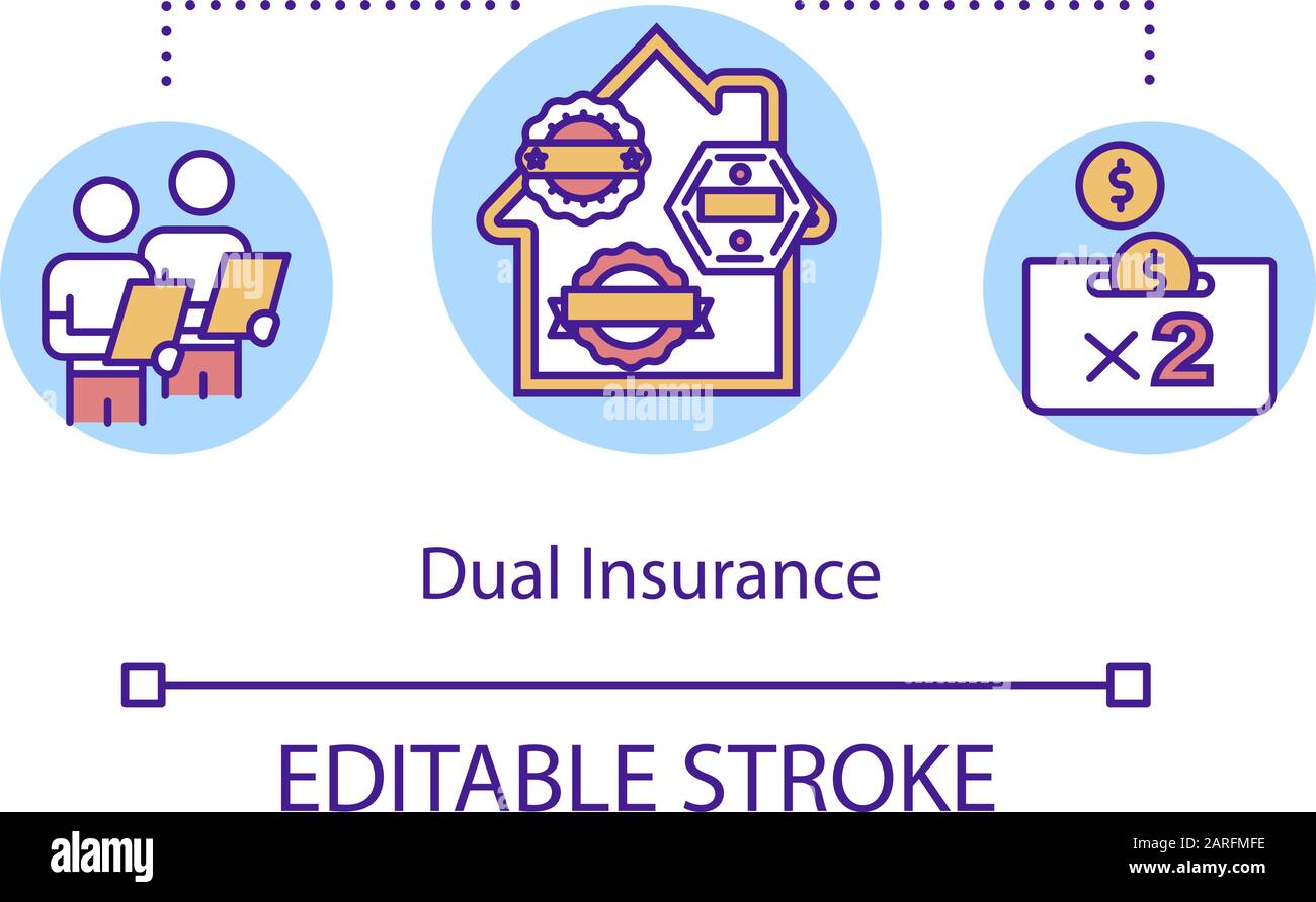 Dual insurance concept icon. Legal solution. Real estate. Doble ...