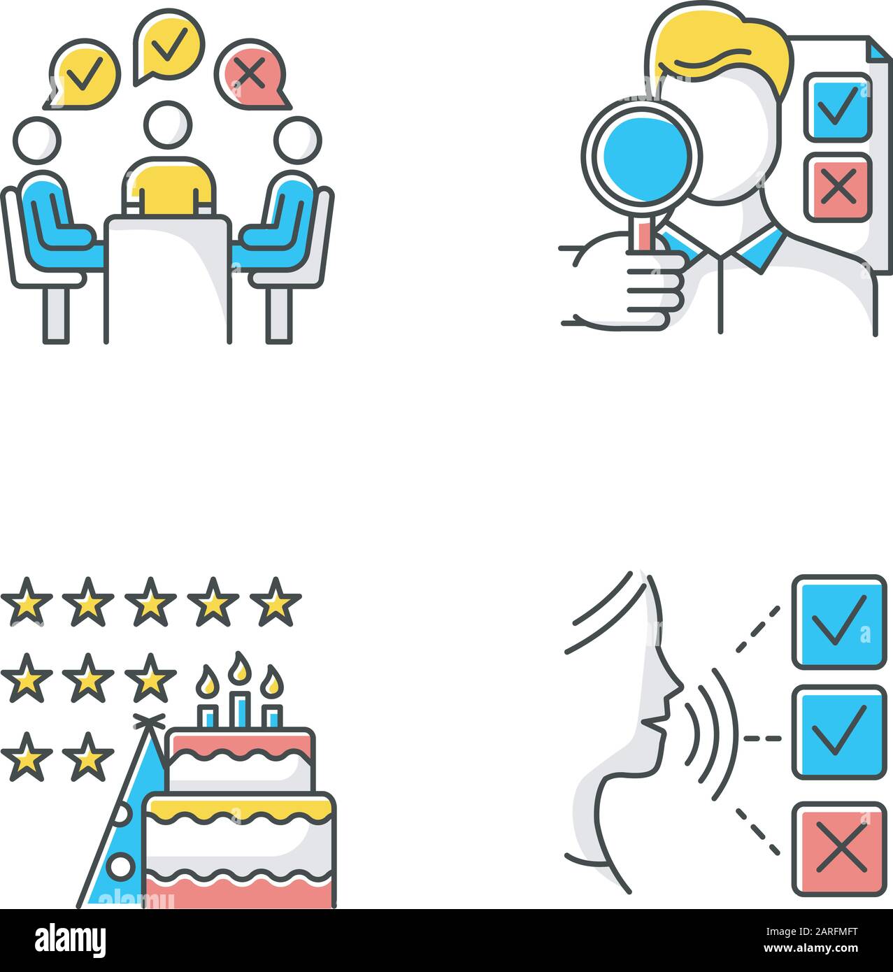 Survey Methods Color Icons Set Group Administered Questionnaire High Rating Testimonial