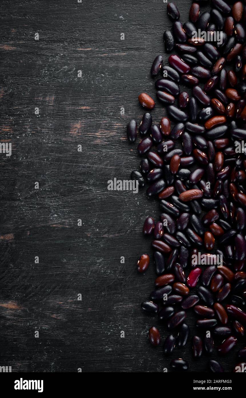 Black beans Top view. Free copy space Stock Photo - Alamy