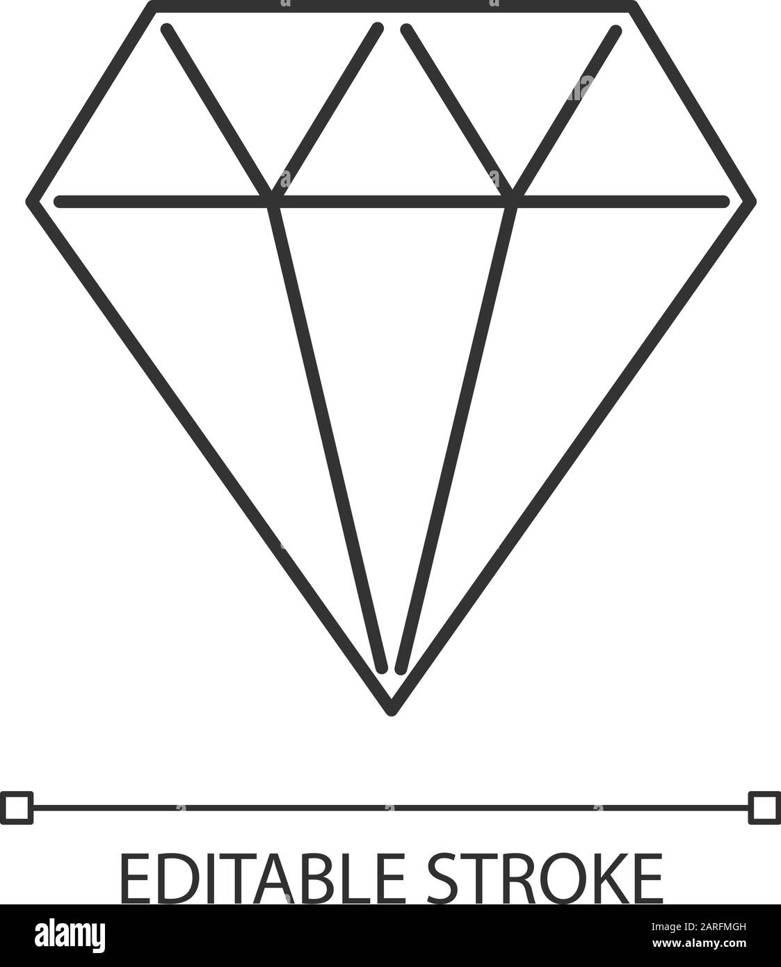 Diamond linear icon. Decorative brilliant. Polygonal geometric figure ...