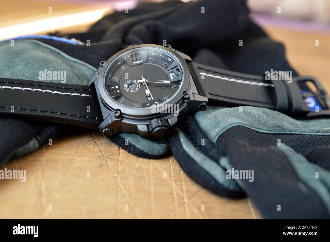 A beautiful black sport watch Stock Photo - Alamy