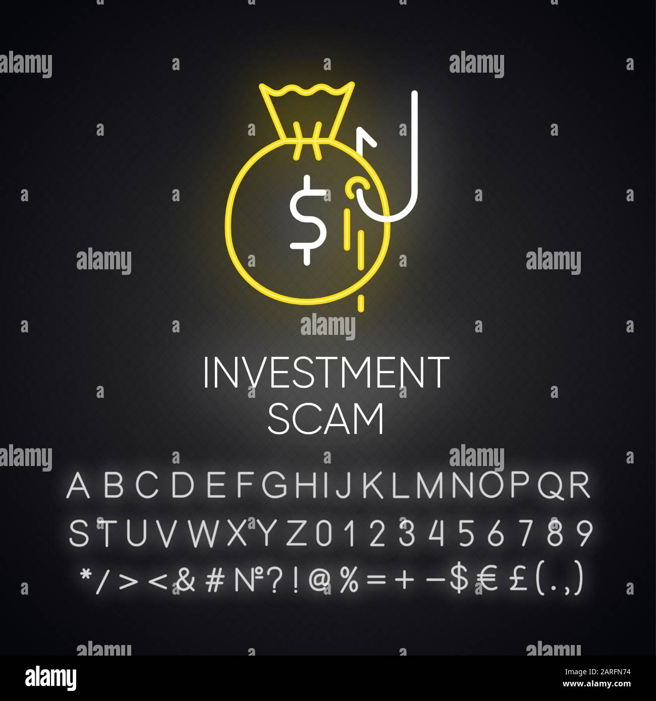 Investment scam neon light icon. Ponzi, pyramid scheme. Financial fraud ...