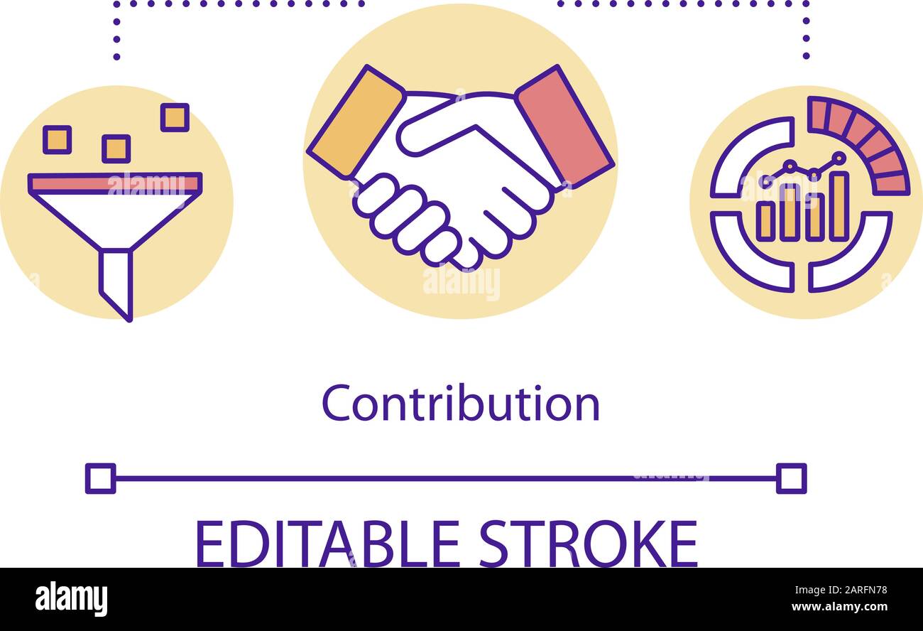 Contribution concept icon. Handshake between share holders. Sponsor ...