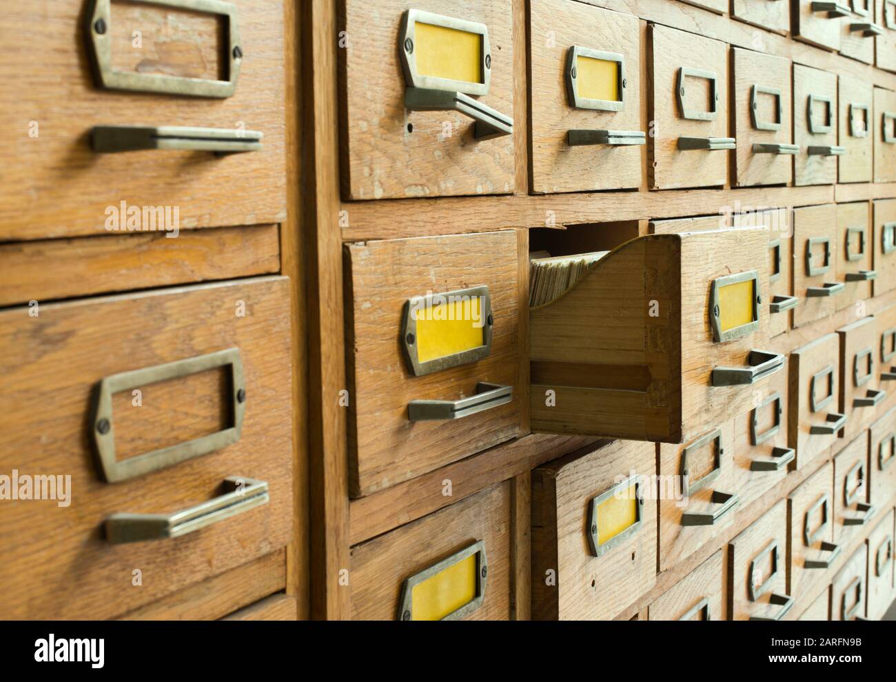 Old archive with wooden drawers Stock Photo - Alamy