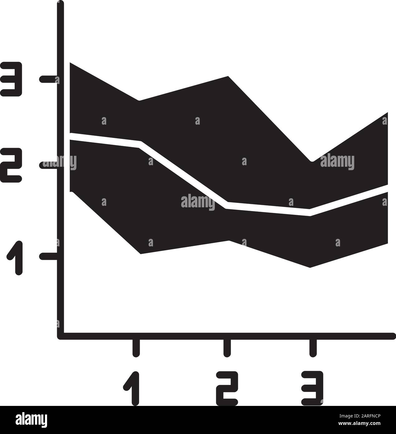 Area chart glyph icon. Increasing graph with segments. Rising ...