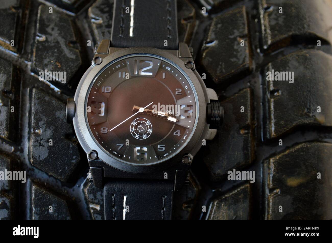 A beautiful black sport watch Stock Photo - Alamy