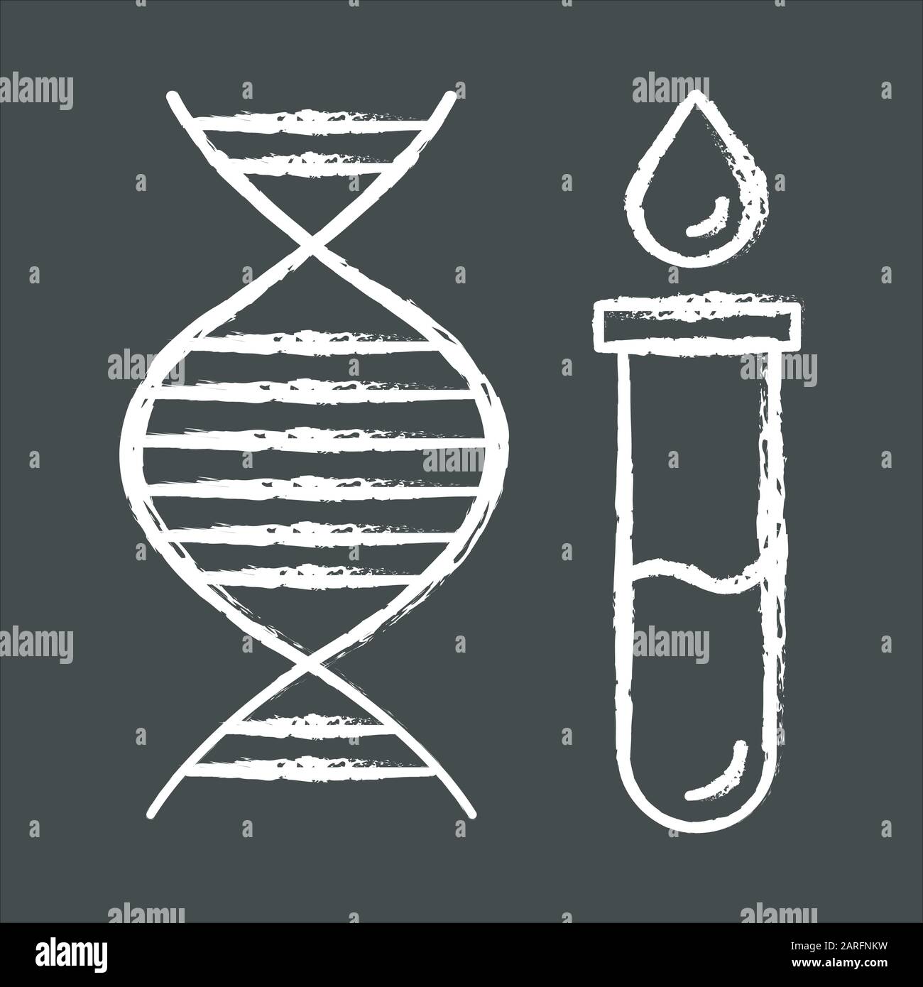 Genetic testing chalk icon. DNA examination. Blood in vial. Medical ...