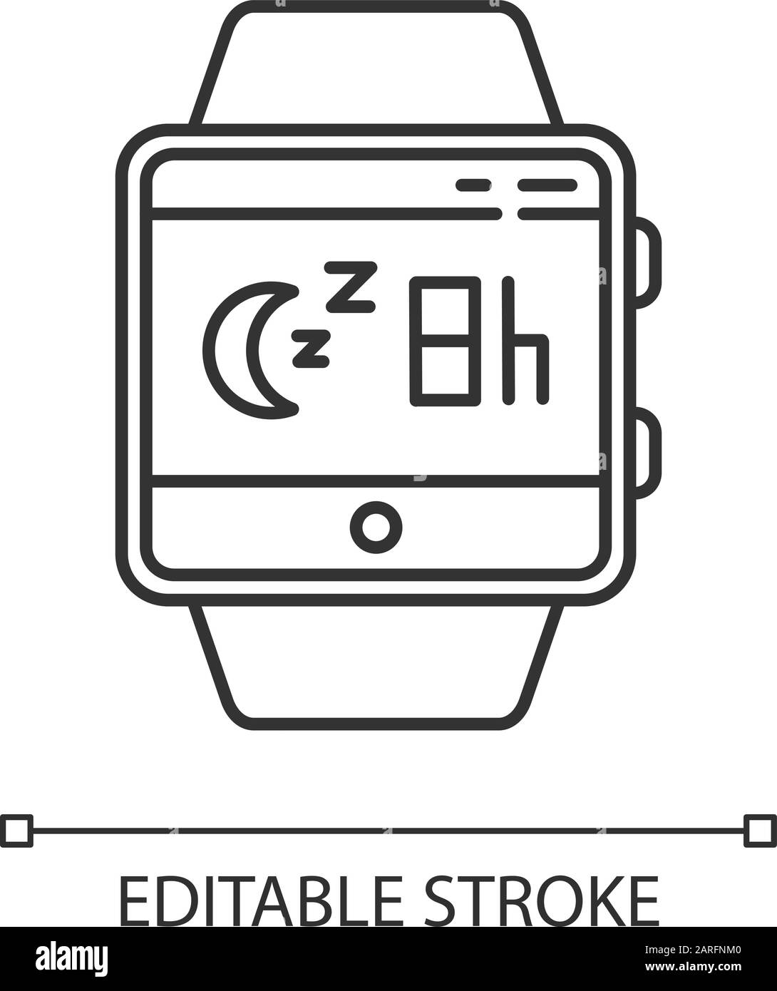 Sleep monitoring smartwatch function linear icon. Movement during sleep ...