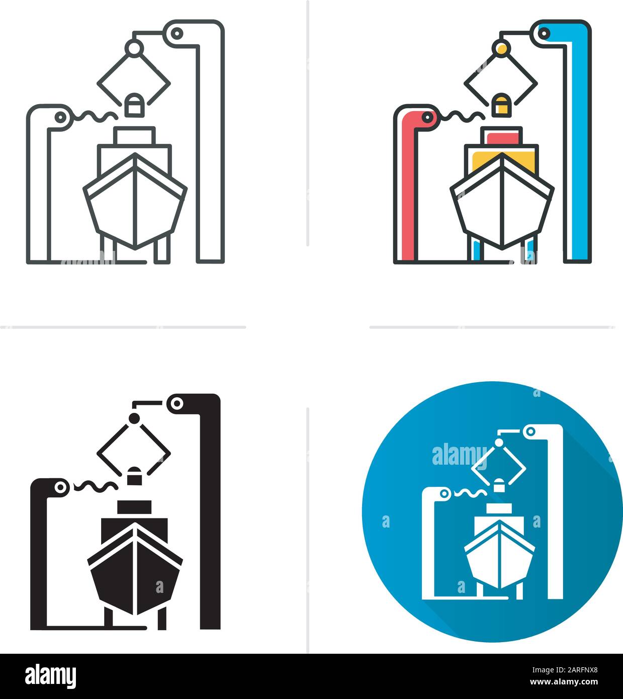 Shipbuilding industry icon. Boat mechanical maintenance. Ship fixing ...