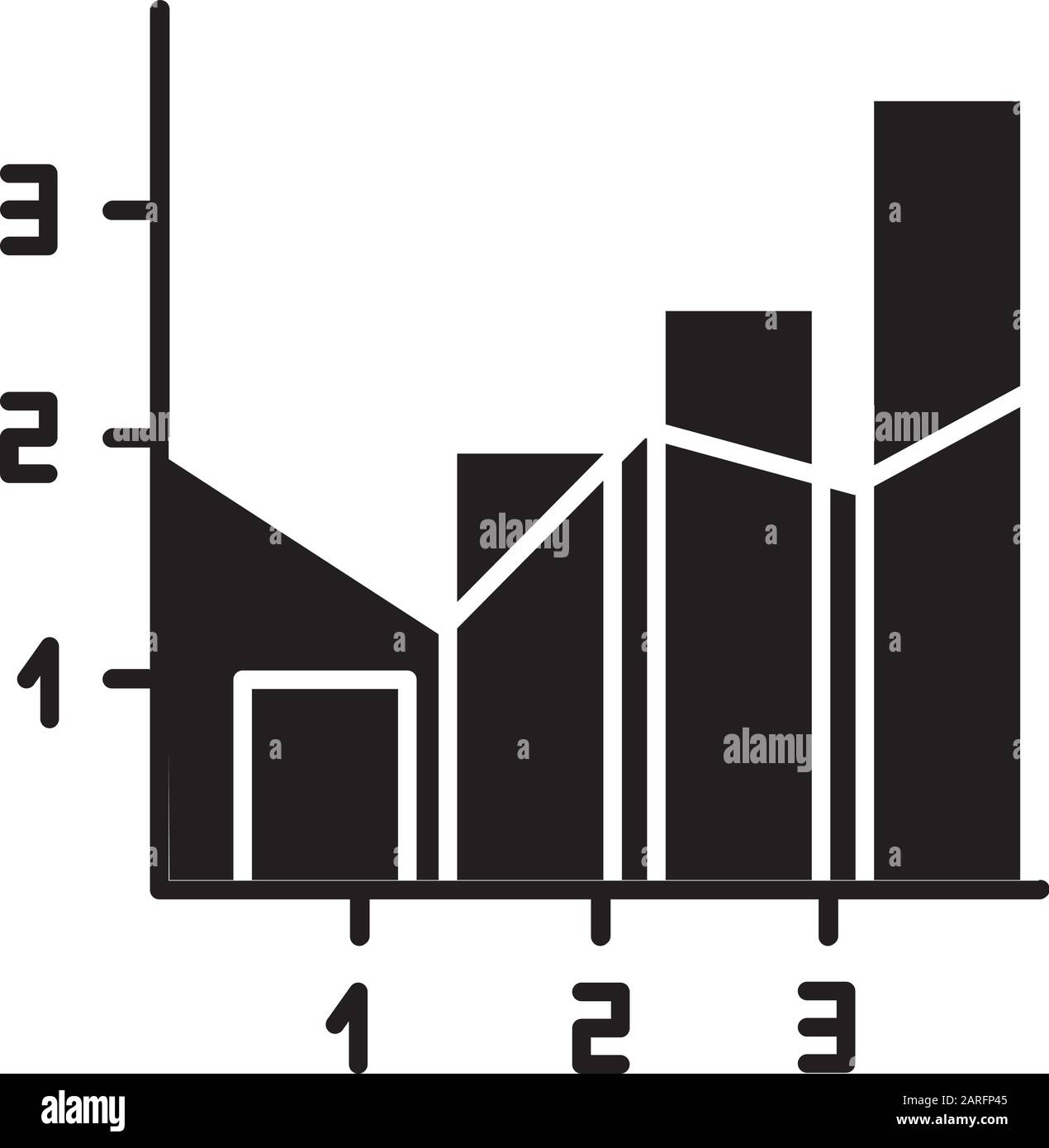 Mixed chart glyph icon. Vertical histogram with linear elements ...