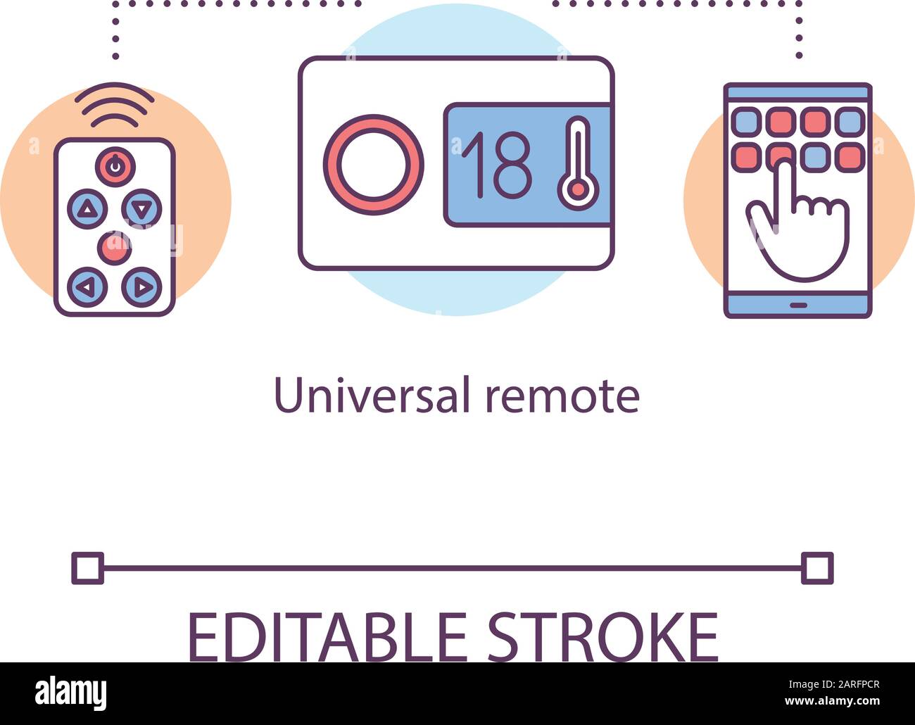 Universal remote concept icon. Wireless home climate control. Setting ...