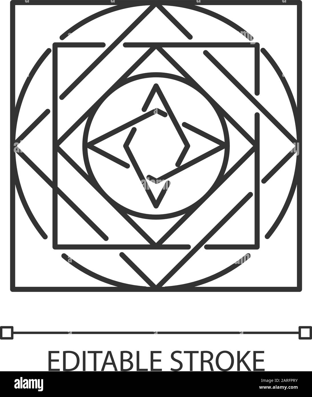 Ornate square linear icon. Decorative geometric figure. Dynamic ...