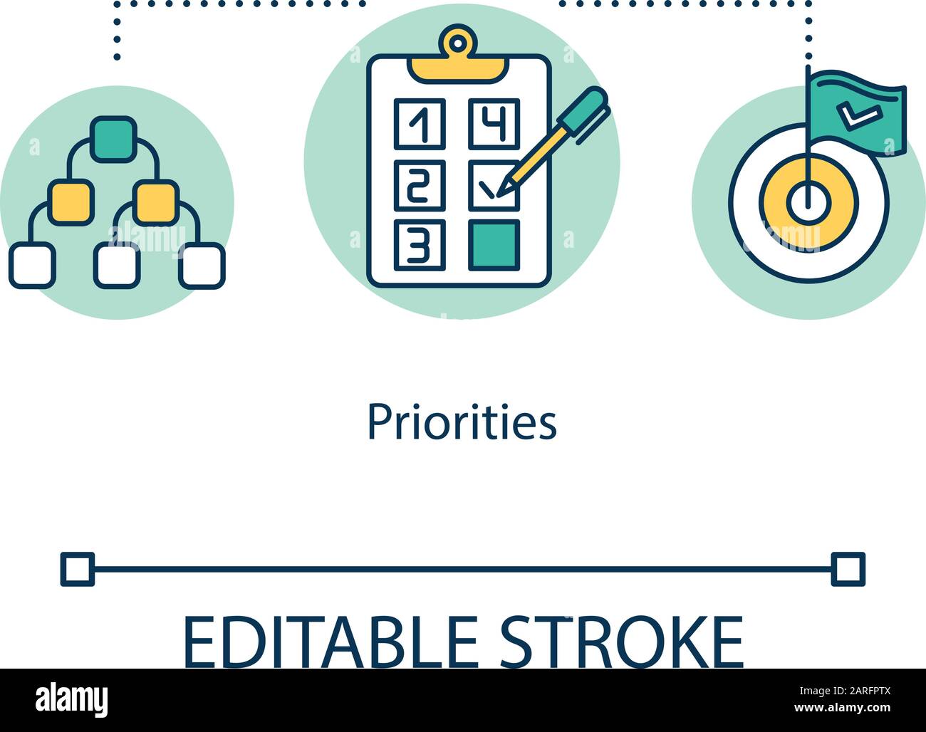 Priorities concept icon. Task prioritizing idea thin line illustration. Smart goals setting and ...