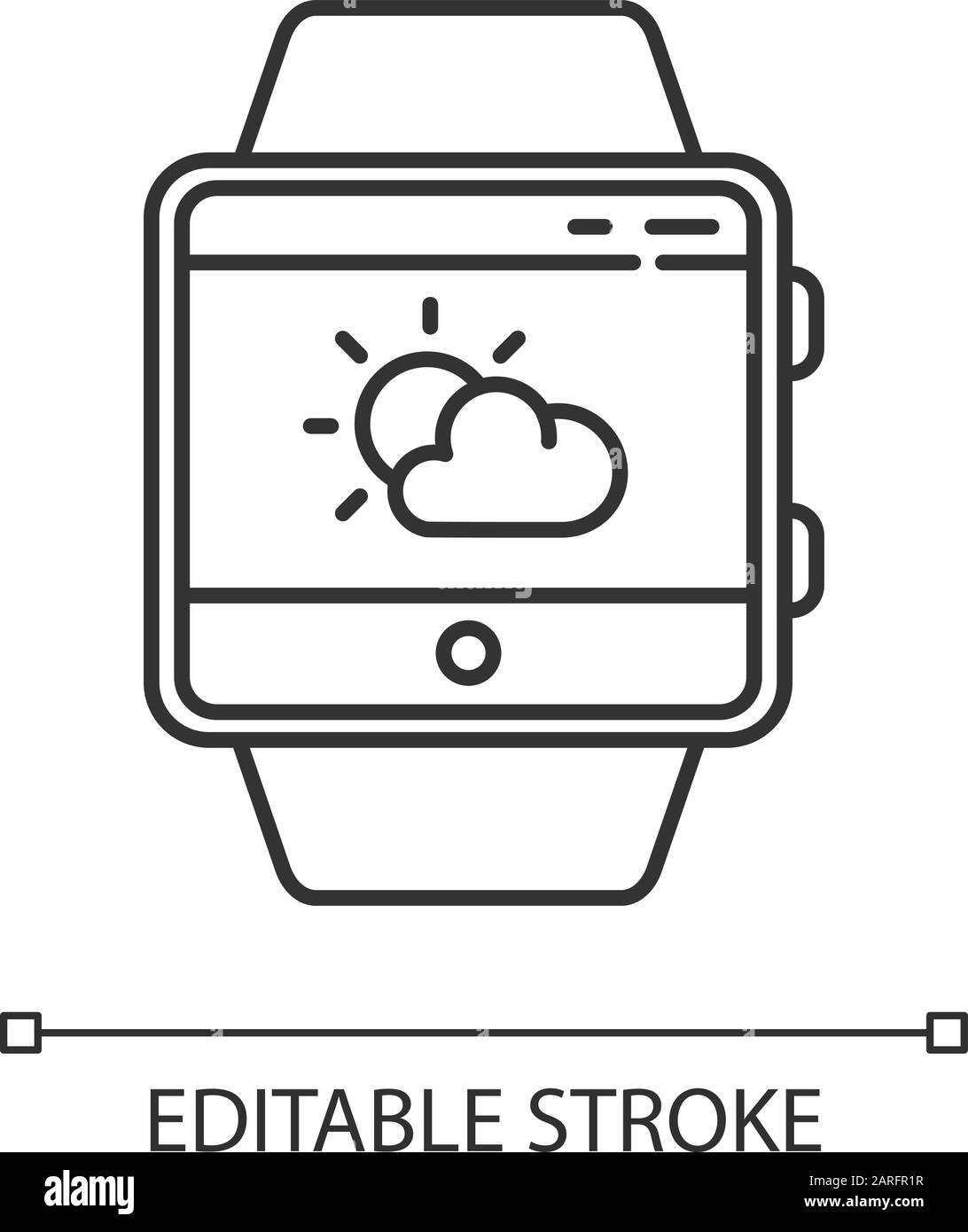 Weather forecast smartwatch function linear icon. Current state of ...