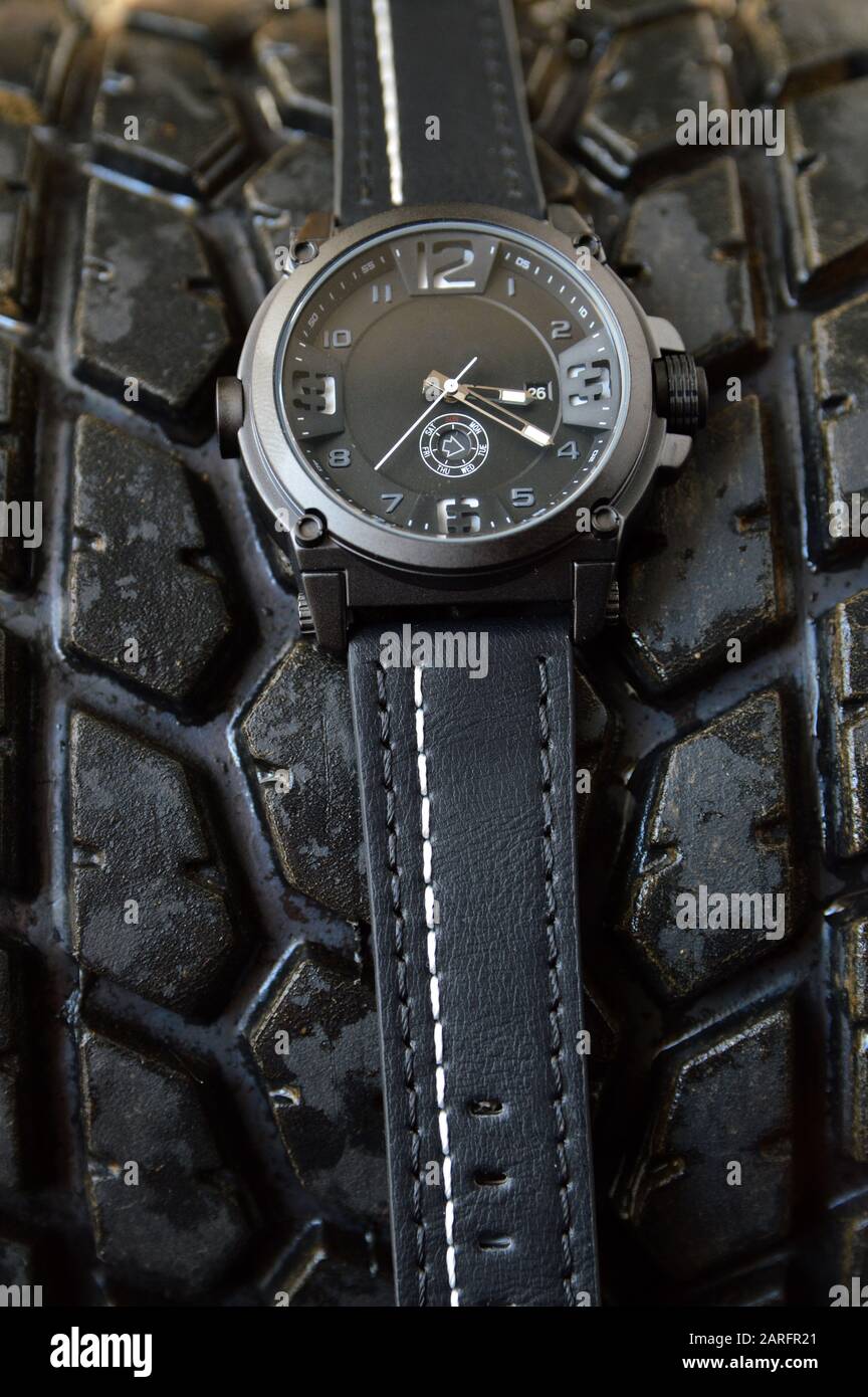 A beautiful black sport watch Stock Photo - Alamy