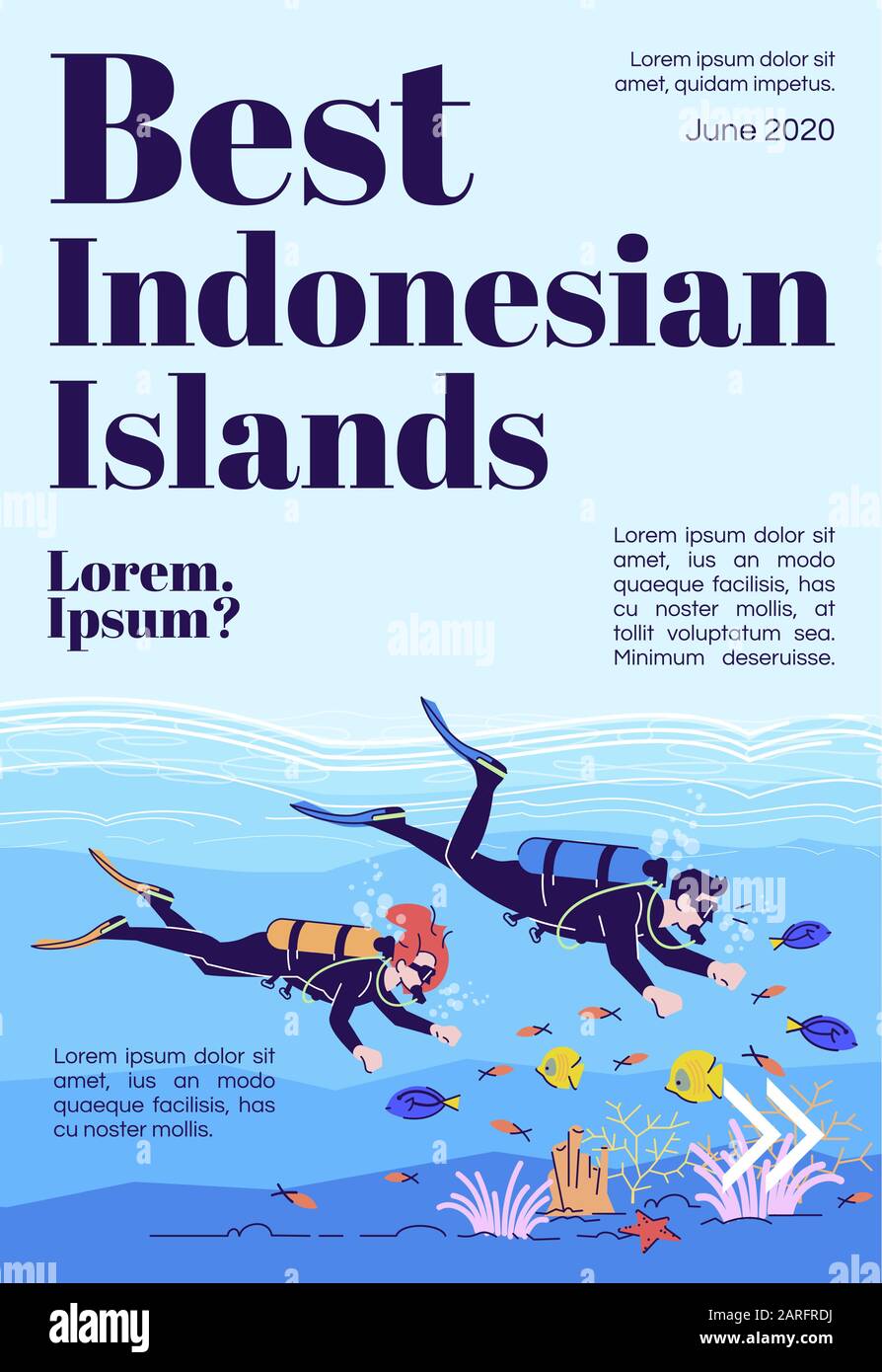 Best Indonesian islands magazine cover template. Scuba diving ...