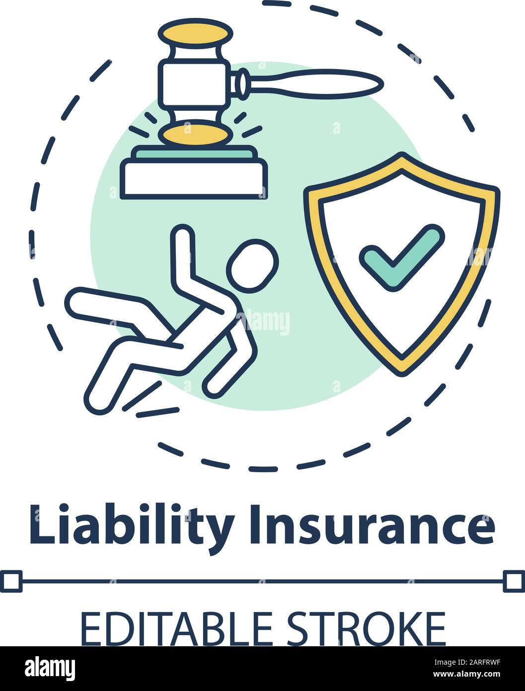 Liability insurance concept icon. Legal claim. Lawsuit for incident ...