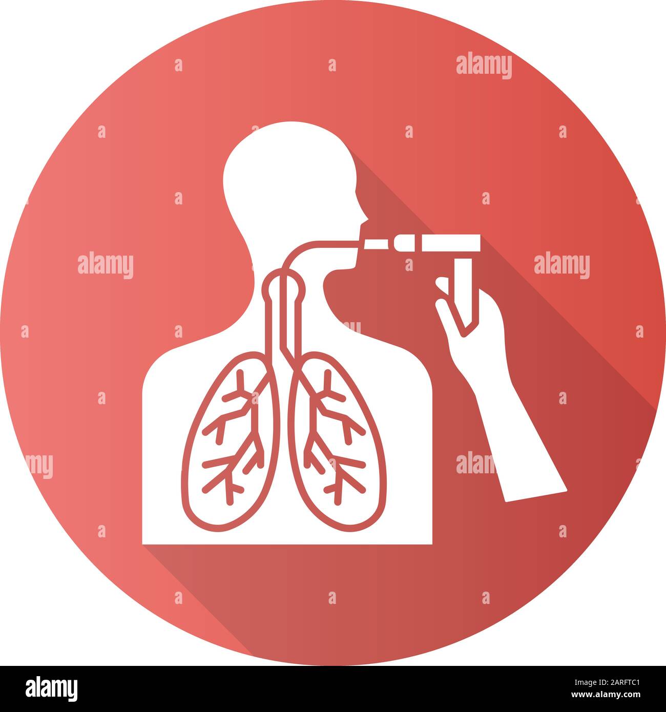 Bronchoscopy red flat design long shadow glyph icon. Airway check. Lung ...