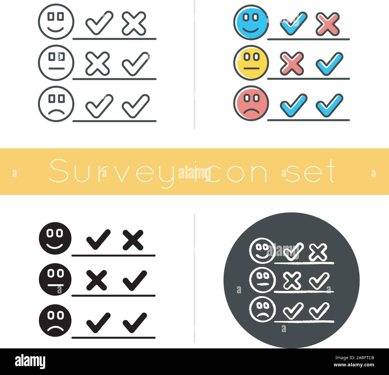 Checklist icon. Choosing option. Good, bad, neutral experience. Voting ...