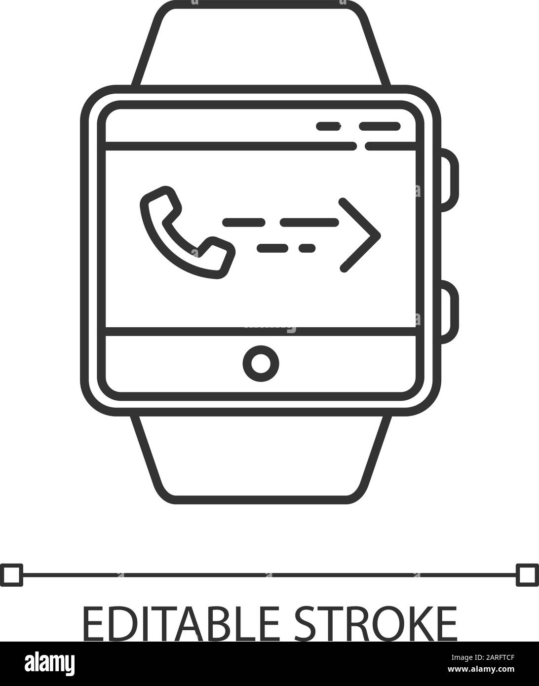 Answering calls smartwatch function linear icon. Receiving income calls ...