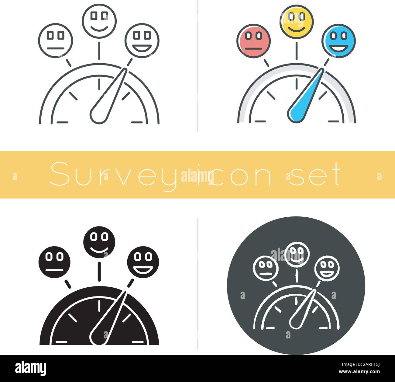 Satisfaction level icon. Good, neutral and bad experience. Emotion ...