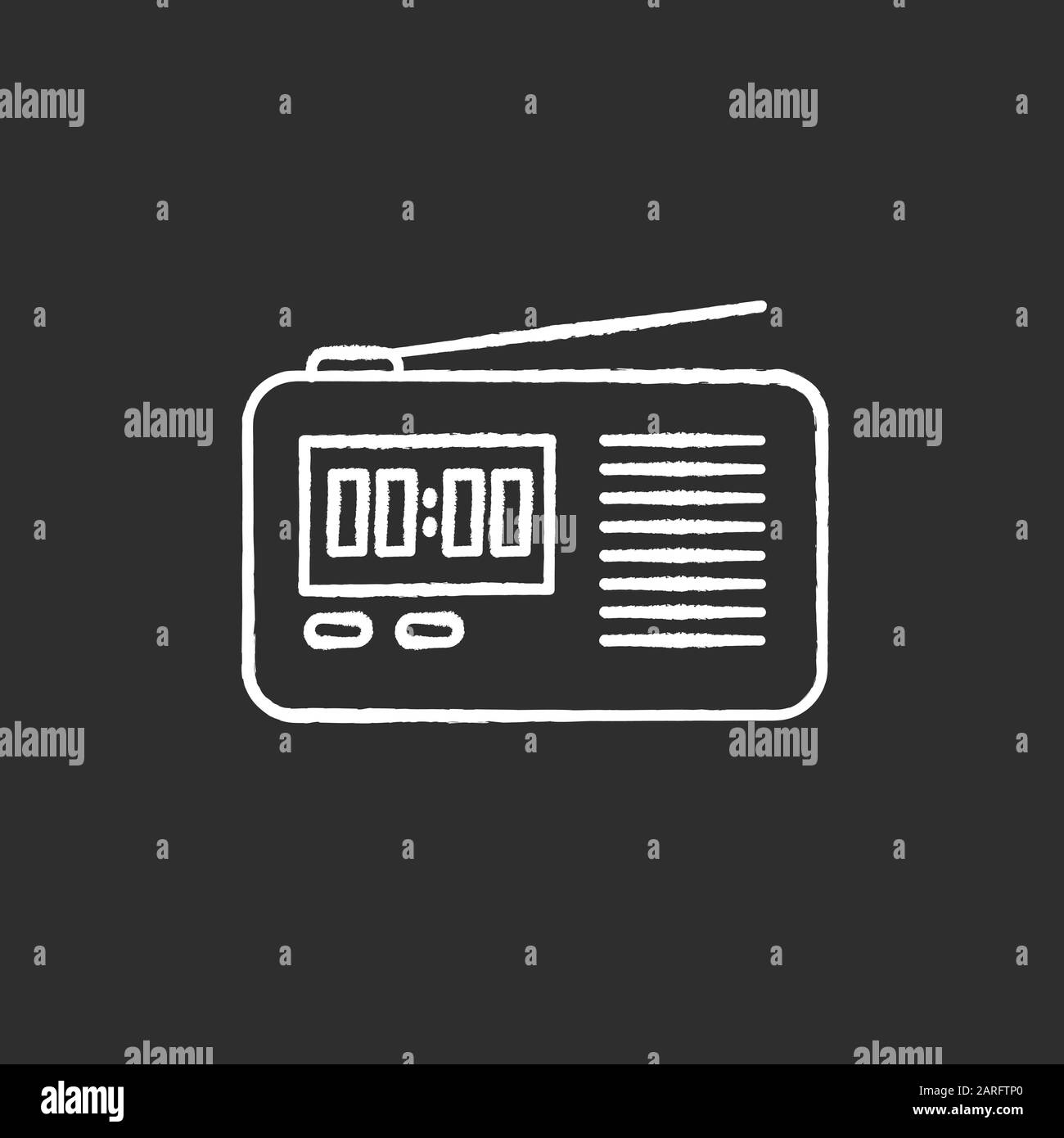 Wireless radio set chalk white icon on black background. Portable ...