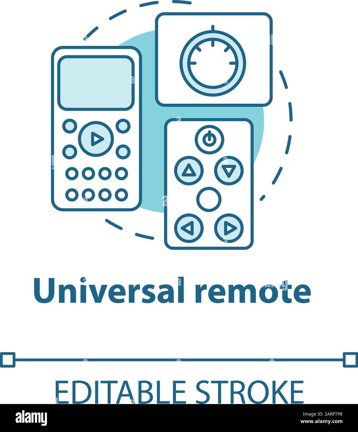 Universal remote turquoise concept icon. Smart house idea thin line ...