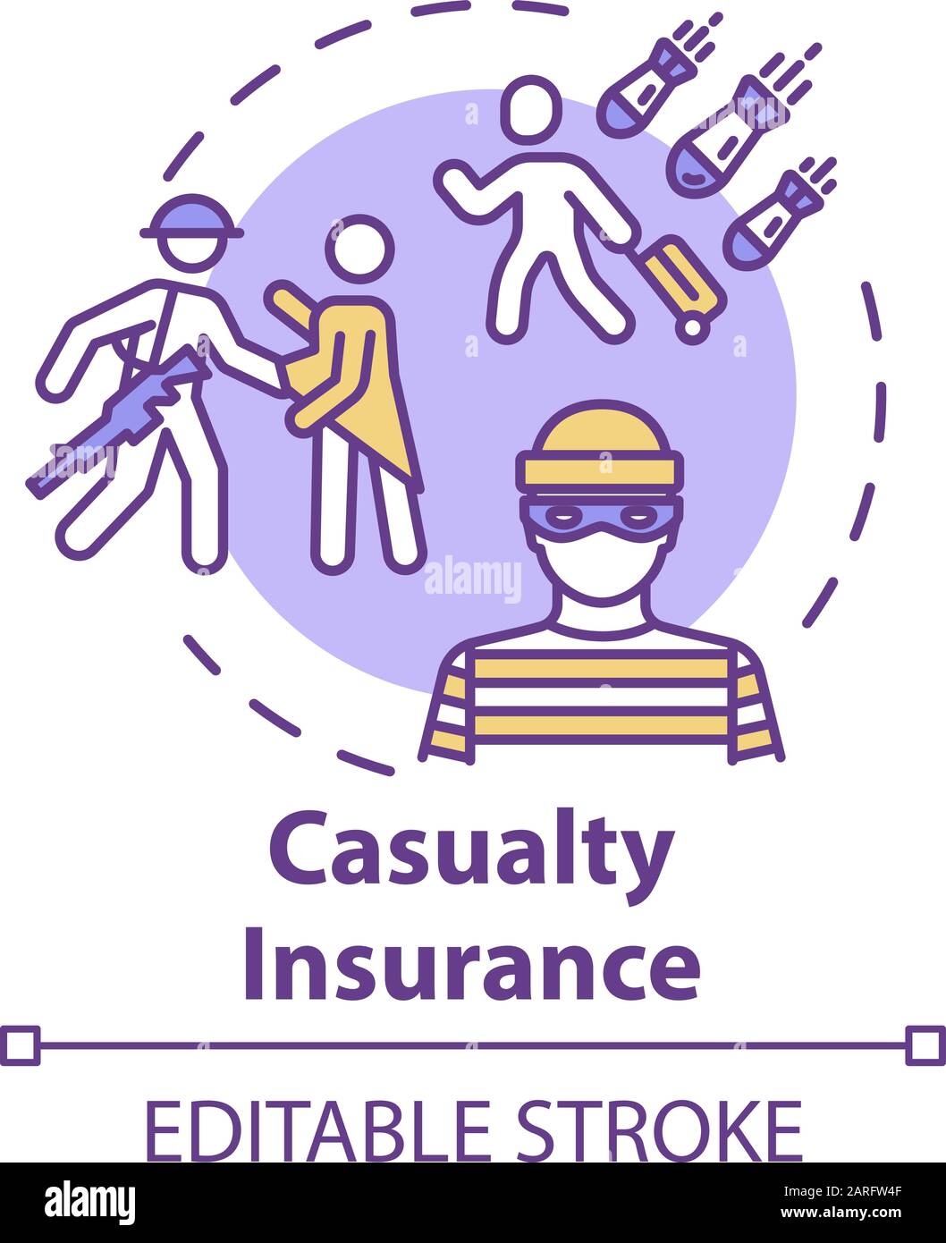 Casualty insurance concept icon. Rescue from assault. Medical coverage ...
