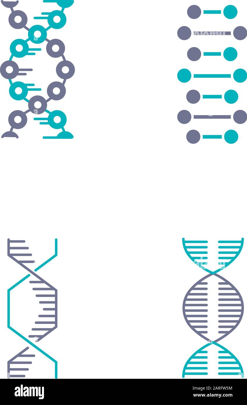 DNA spiral chains violet and turquoise color icons set ... DNA spiral chains violet and turquoise color icons set ...