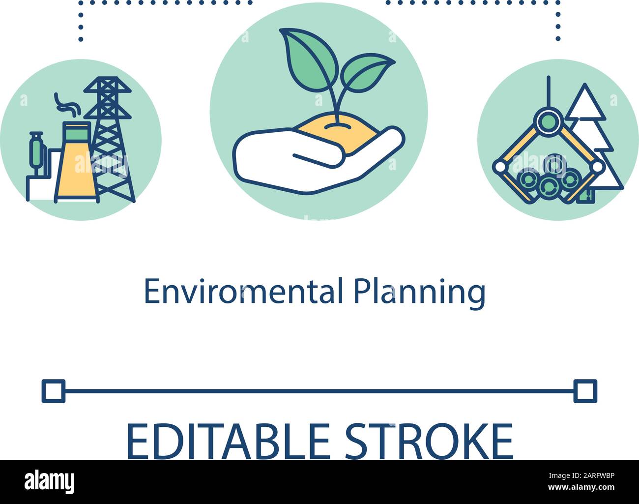 Environmental planning concept icon. Sustainable development idea thin ...