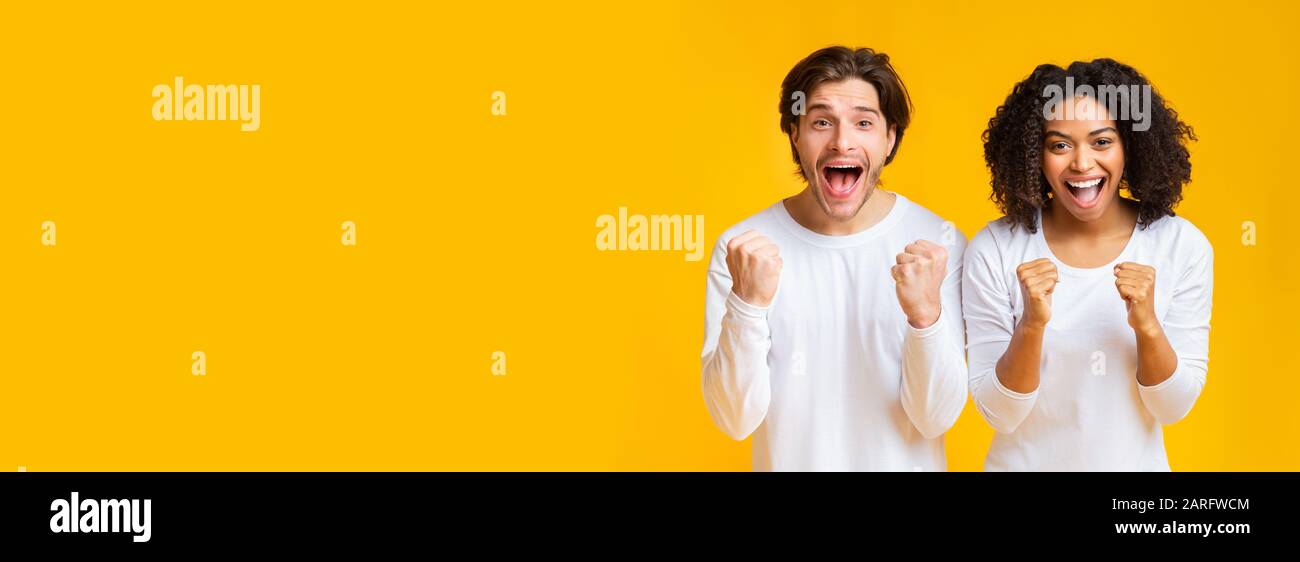 Surprised african american woman rejoicing hi-res stock photography and ...