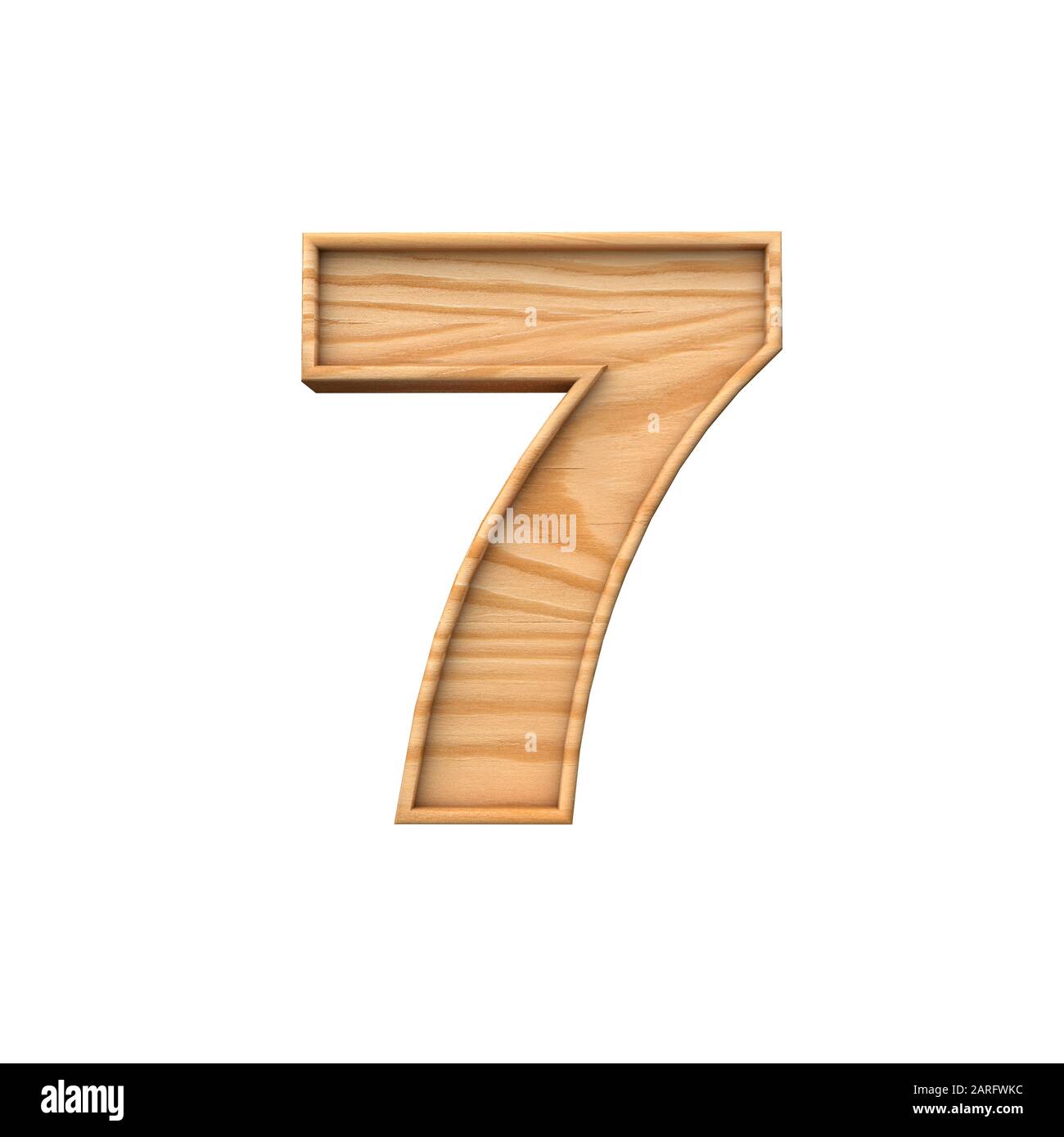 Wooden number 7 symbol. 3D Rendering Stock Photo - Alamy