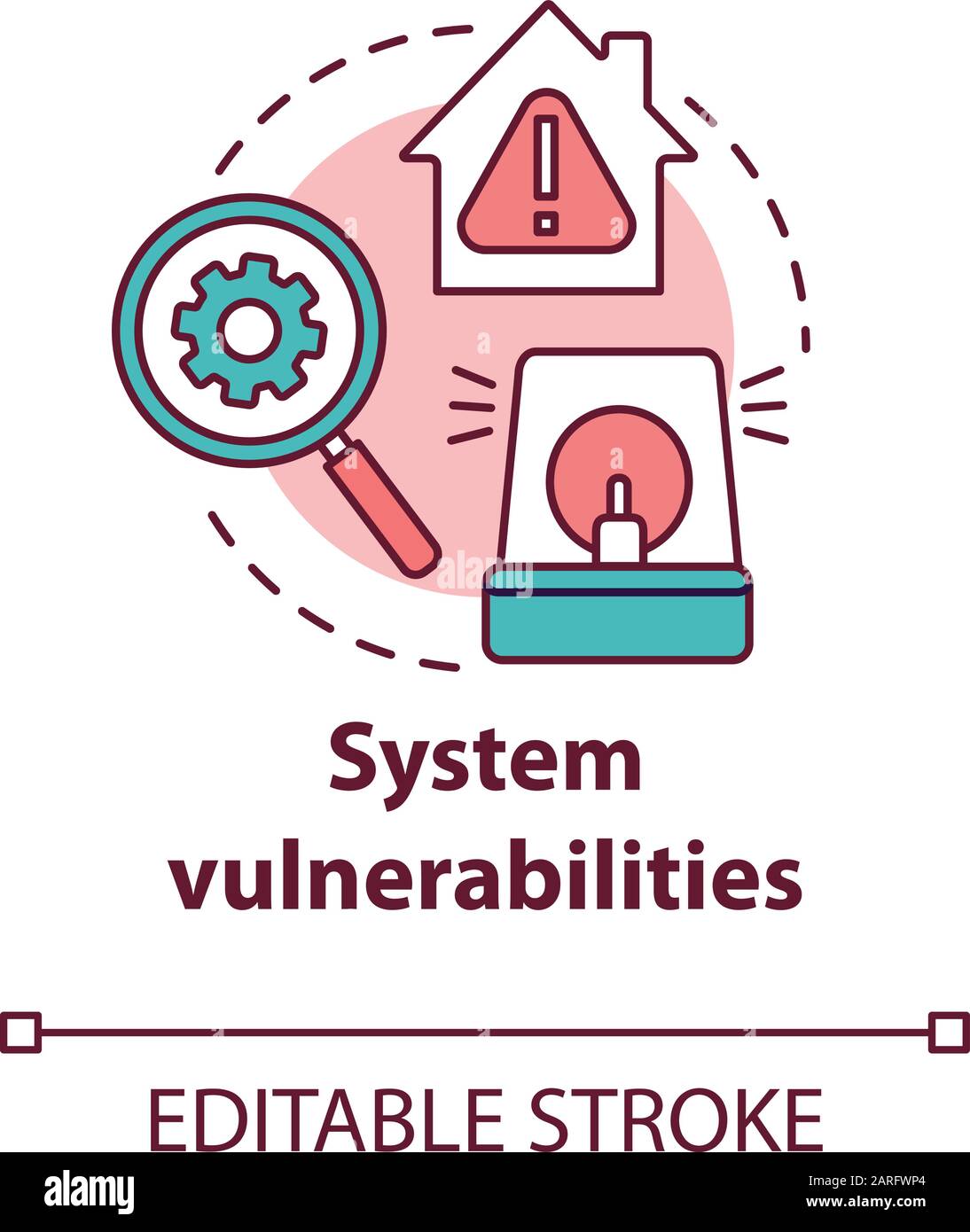 System vulnerabilities concept icon. Smart house flaws idea thin line illustration. Negative ...
