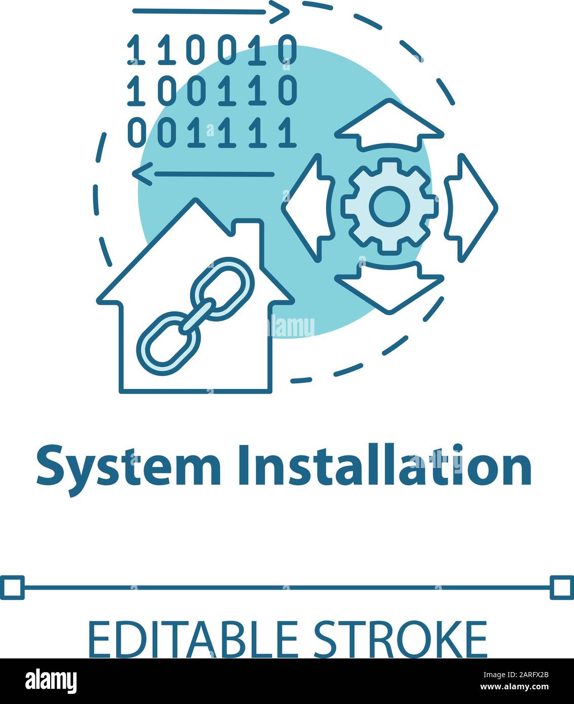 System installation turquoise concept icon. Smart house setup process ...