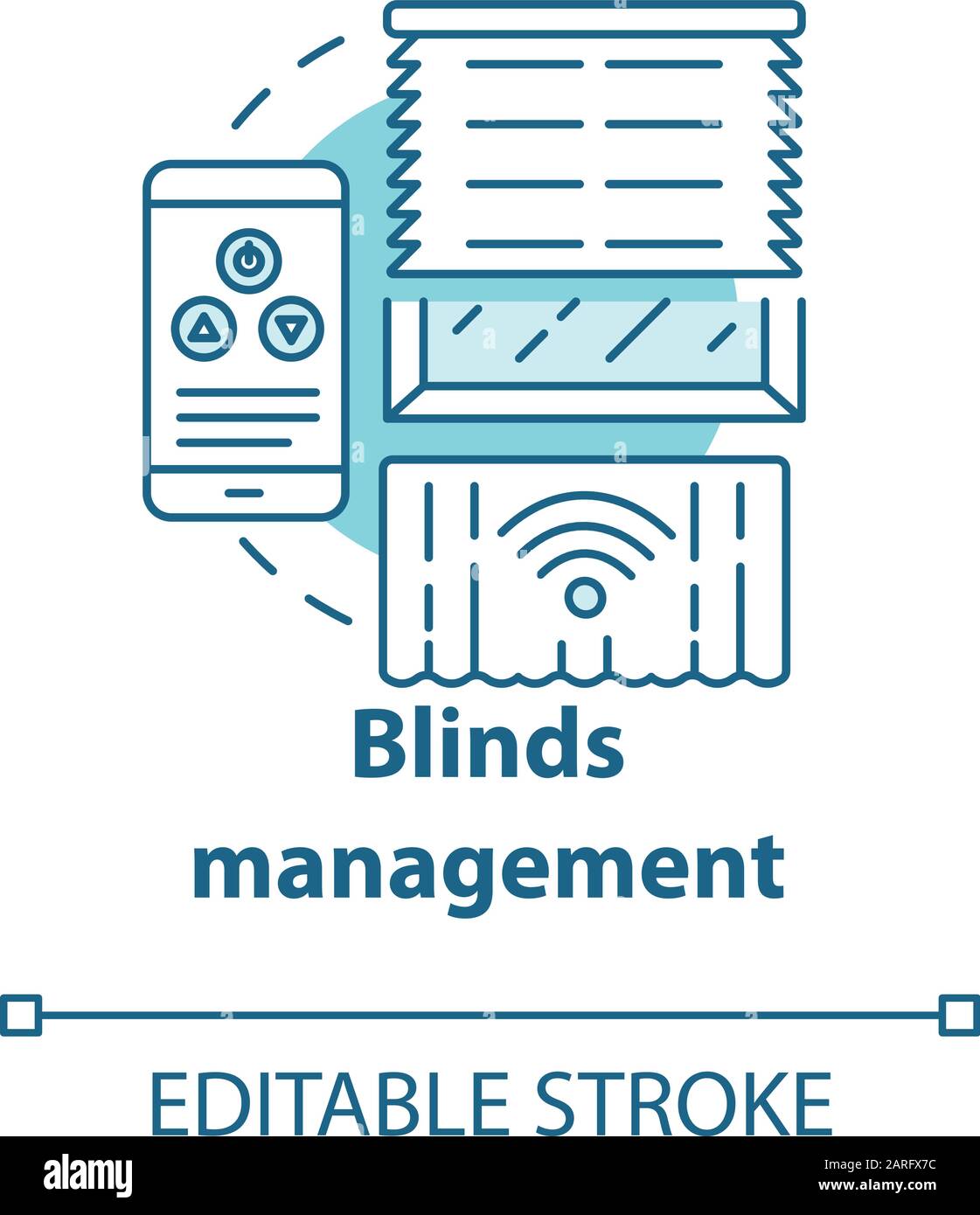 Blinds management turquoise concept icon. Smart house management idea ...