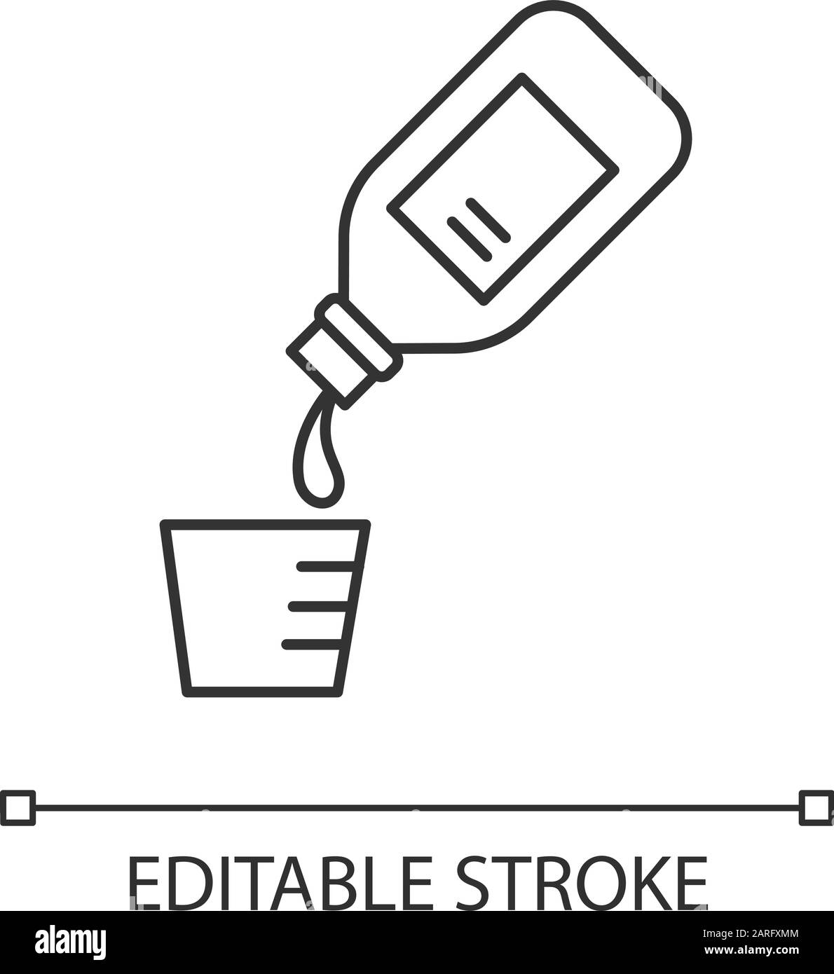 Cough syrup linear icon. Common cold aid. Medication for healthcare ...