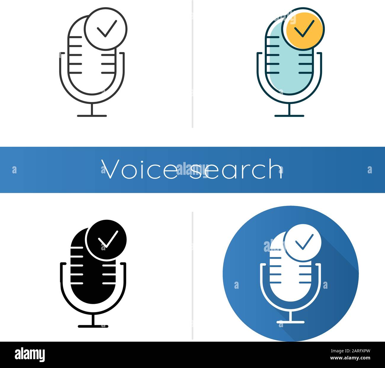 Microphone installation icons set. Sound recorder connected idea ...