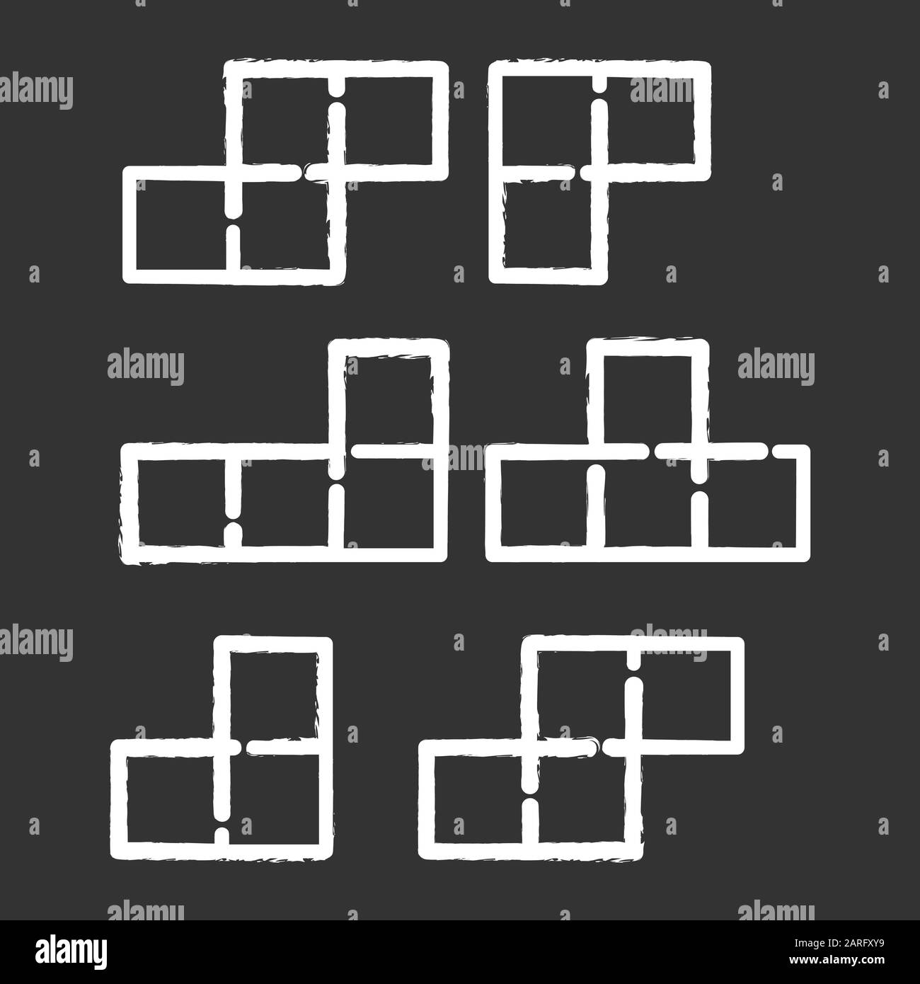 Tiling puzzle chalk icon. Tile-matching game. Block arrangement. Mental ...